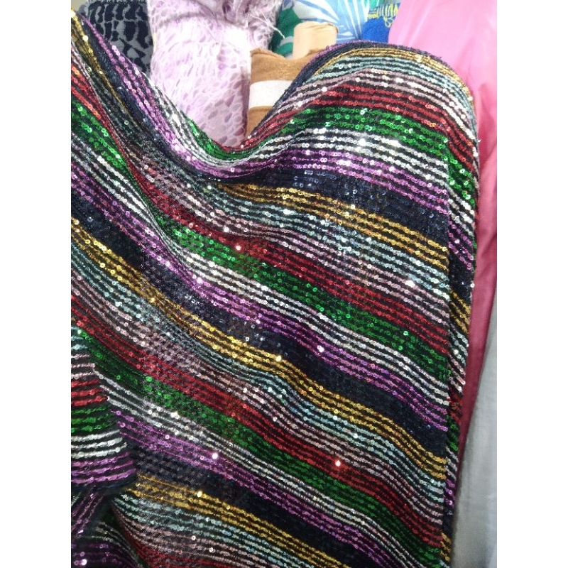 Jual KAIN SEQUIN PAYET PELANGI GRADASI STREET KOREA | Shopee Indonesia