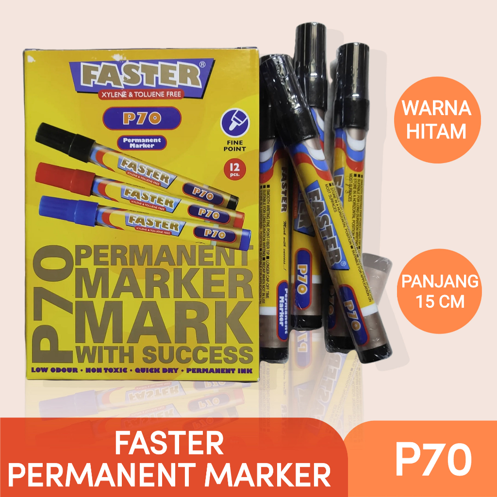 Jual Spidol FASTER Permanent P70 Hitam | Shopee Indonesia