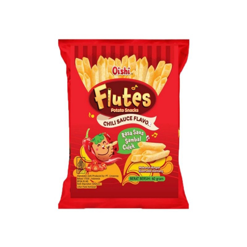 Jual Oishi Flutes Potato Snack Saus Sambal Colek 60gr | Shopee Indonesia