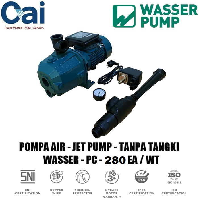 Jual POMPA AIR JET PUMP WASSER - PC 280 EA /WT - KOMPLIT TANPA TANGKI ...