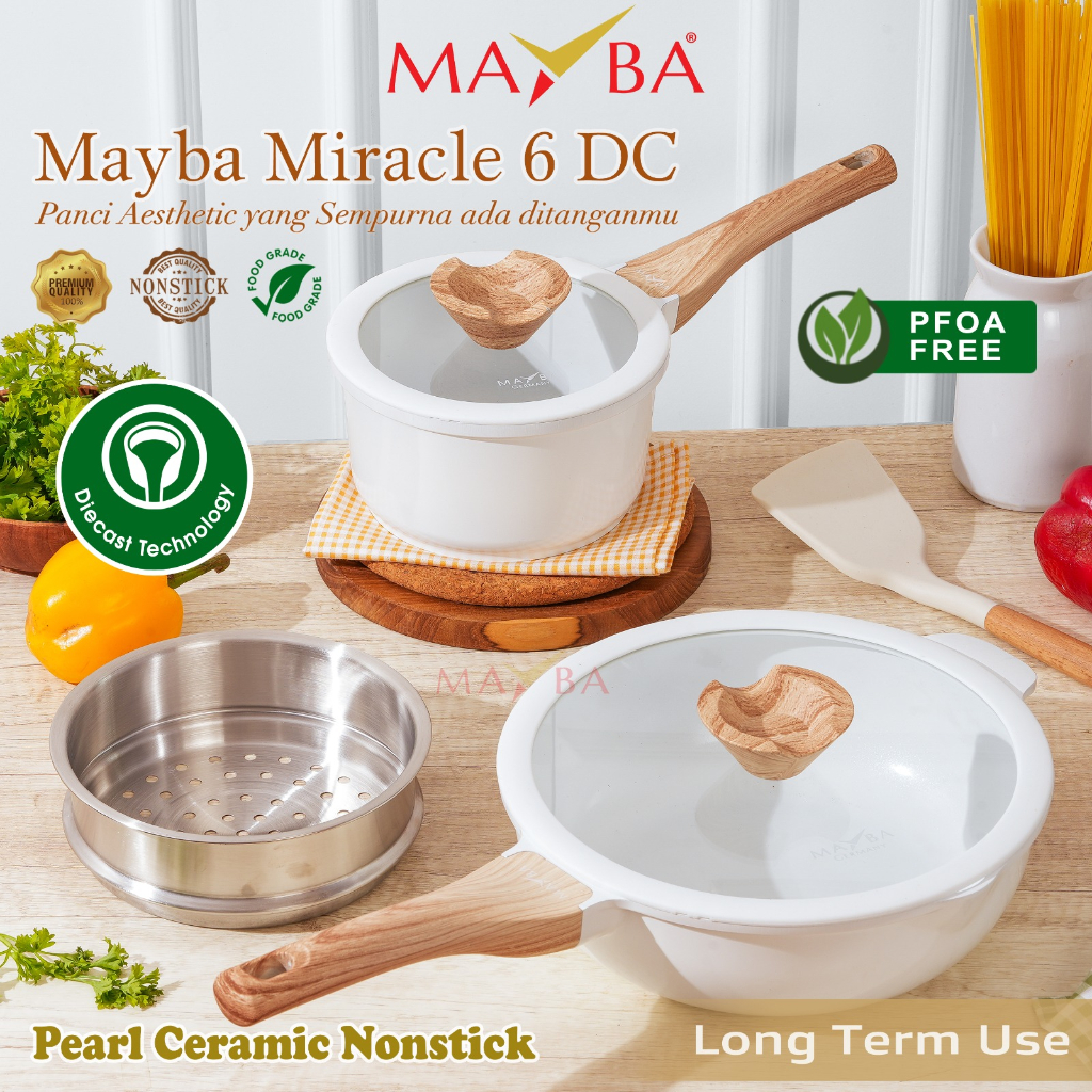 Jual MAYBA MIRACLE 6 PCS Panci set Pearl Ceramic Germany Anti Lengket ...