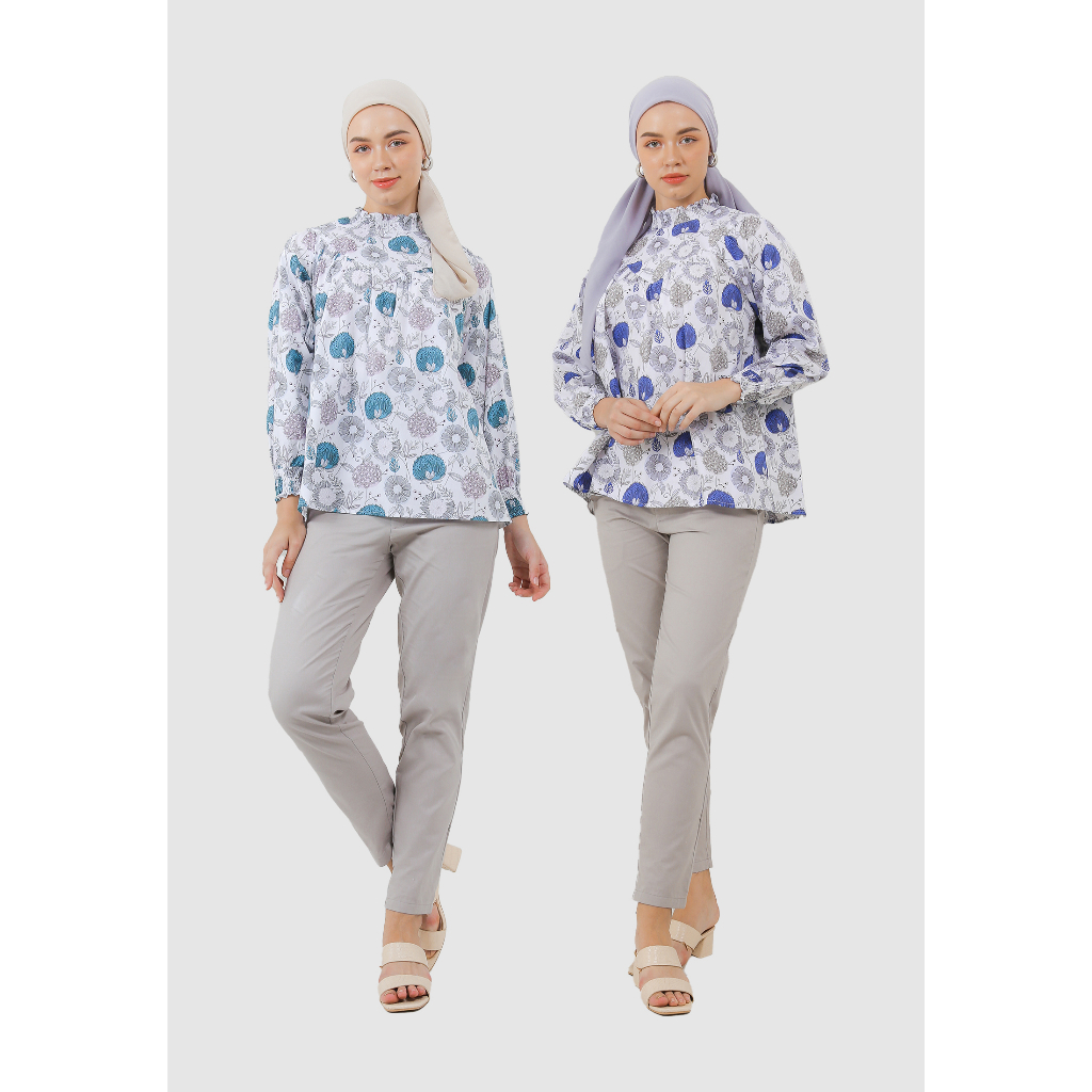 Jual MFMW Ramuna Atasan Blouse Motif Bunga | Shopee Indonesia