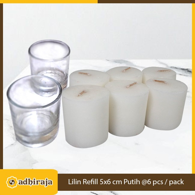 Jual Lilin Refil Putih Gelas Candle Stearin Wax Isi Ulang 5x6 cm @ 6 ...