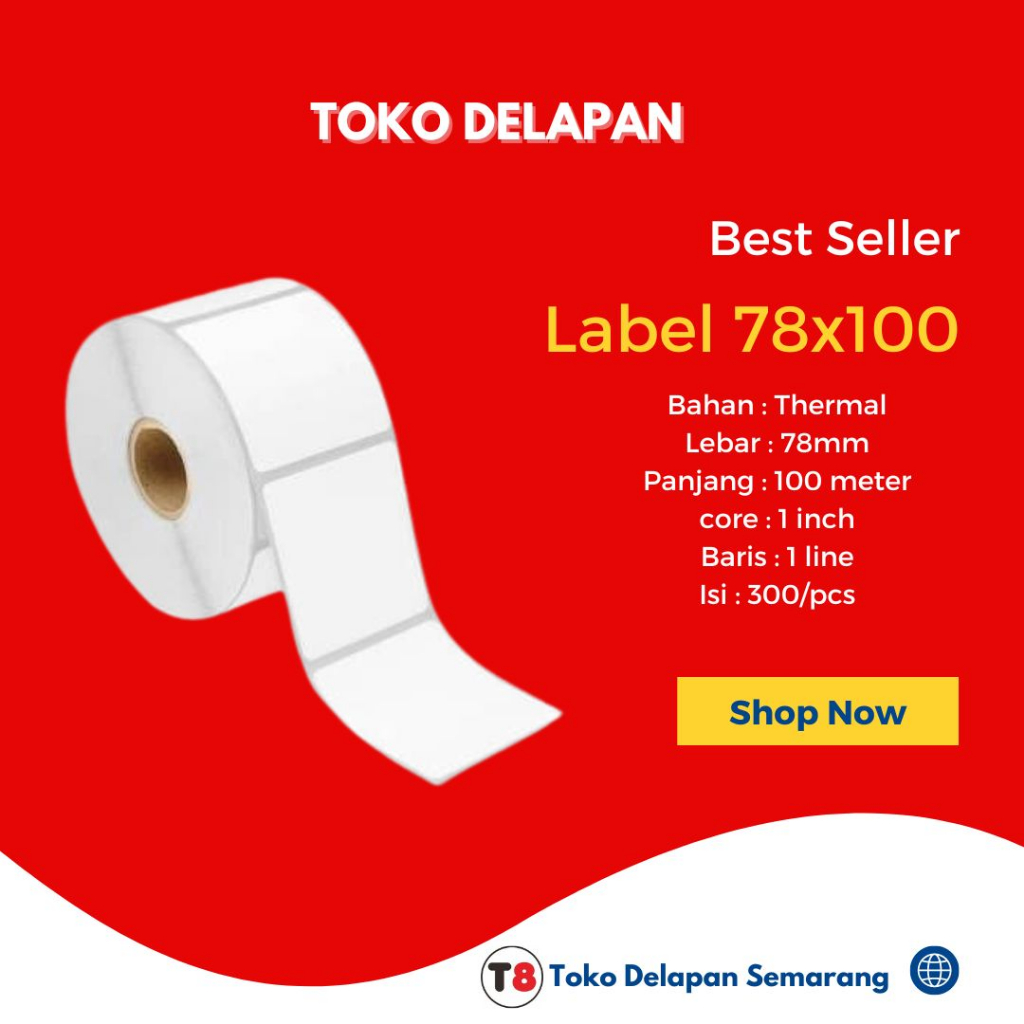 Jual Stiker Label Barcode Thermal 78 x 100 isi 300 & 500 pcs | Shopee ...