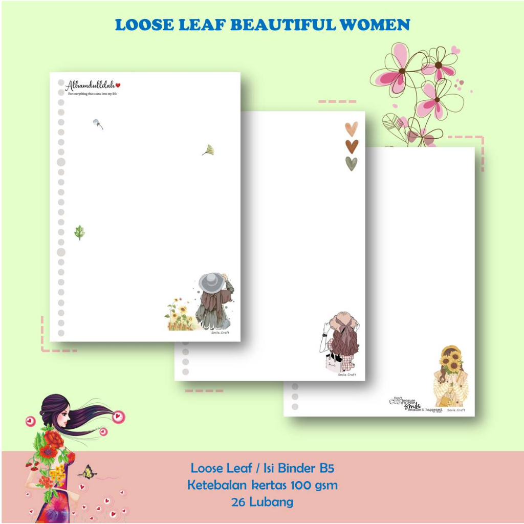 Jual KERTAS LOOSE LEAF ISI BINDER REFILL NOTEBOOK B5 KARAKTER BEAUTIFUL ...