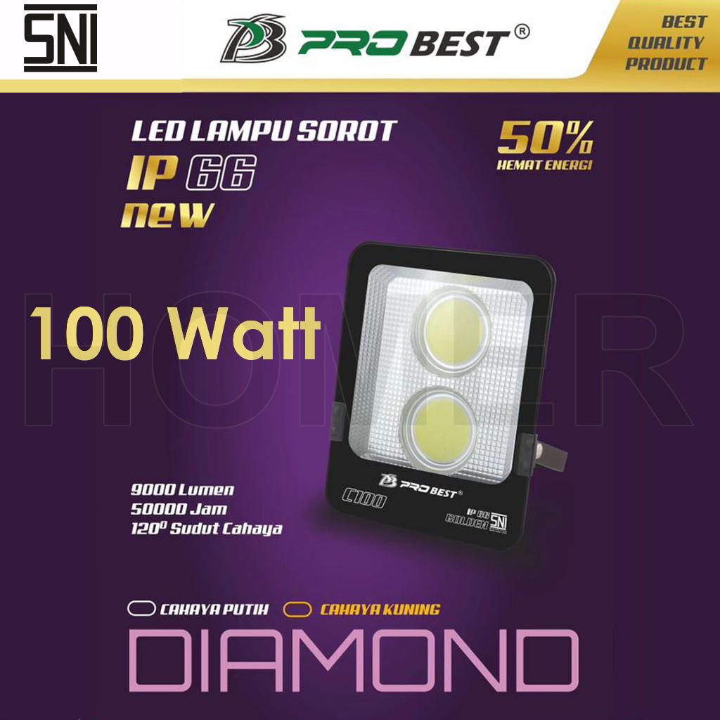 Jual PROBEST Diamond Lampu LED sorot COB Lampu tembak LED COB ip66 SNI waterproof 100w 100watt ...