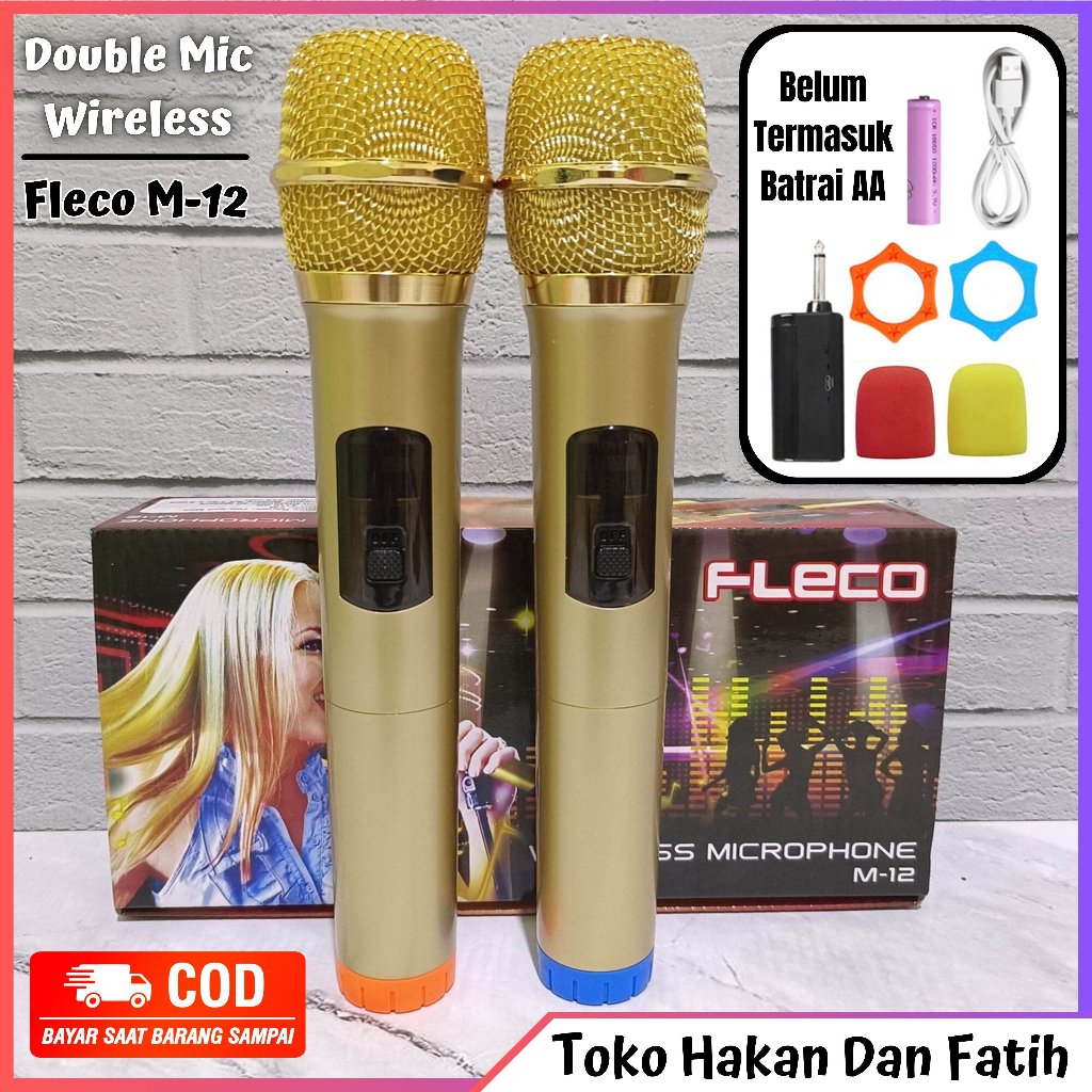 Jual Microphone Profesional Wireless Mic Double FLECO M-12 | Fleco M12 ...
