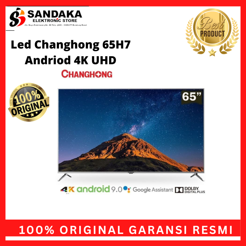 Jual Led Tv Changhong 65 Inch 65H7 Digital android Smart Tv 4K UHD 65 Inch | Shopee Indonesia