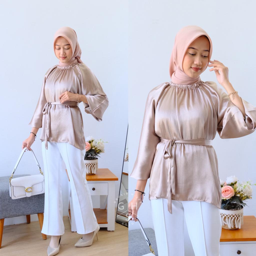 Jual FLORA BLOUSE TALI ATASAN WANITA KEMEJA SHIMMER SILK MAXIMA PREMIUM ...