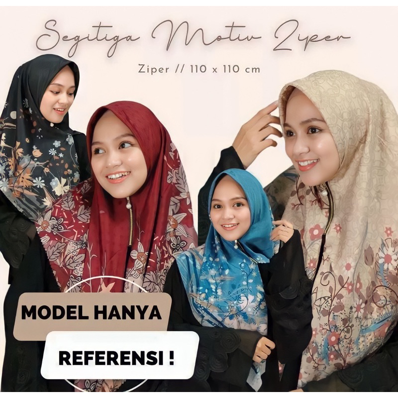 Jual Jilbab Segi Empat Azara Zipper Motif (Sleting) | Shopee Indonesia