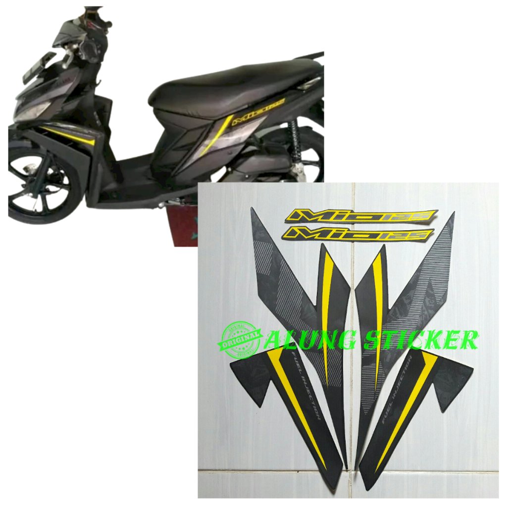 Jual STIKER STRIPING LIS LES BODY MOTOR MIO M3 125 2018 HITAM-KUNING ...