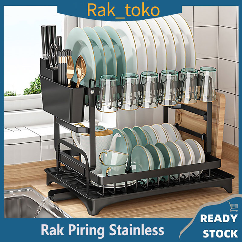 Jual Rak Piring Dapur Stainless Steel Rak Piring Wastafel Rak Mangkuk ...