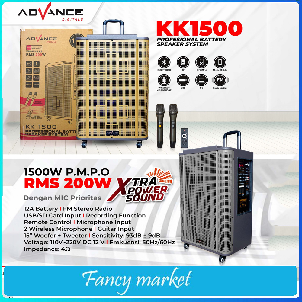 Jual SPEAKER BLUETOOTH ADVANCE KK 1500 - 15 inch Mic 2Pcs SUARA ...