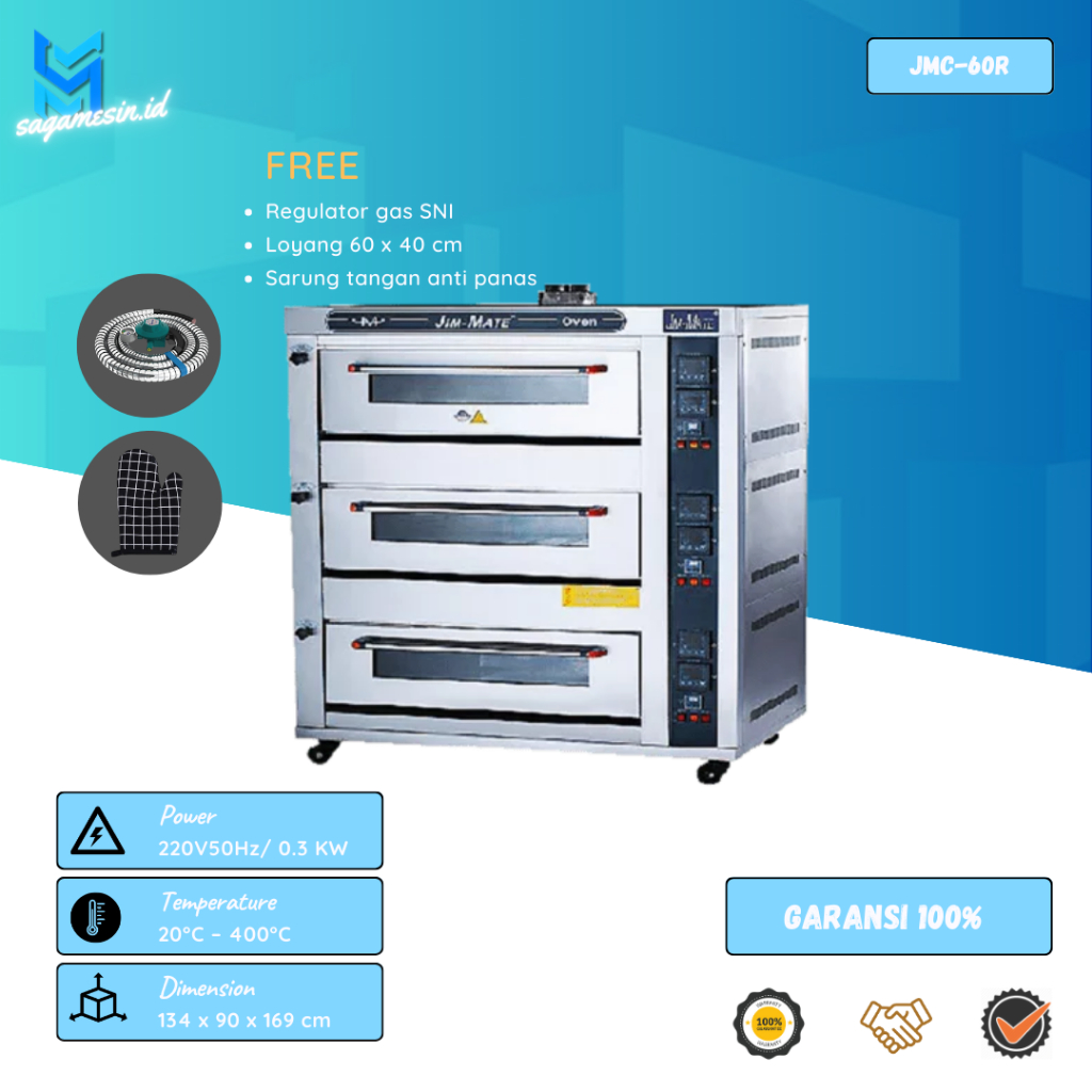 Jual Jim-Mate Gas Deck Oven JMC-60R | Oven Jim-mate 3 Deck 6 Tray | Gas ...