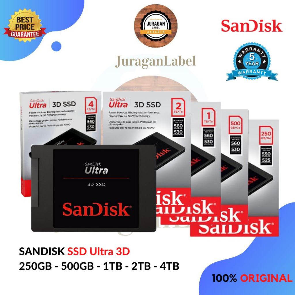 Jual SANDISK SSD Ultra 3D 250GB | 500GB | 1TB | 2TB | 4TB Garansi Resmi ...