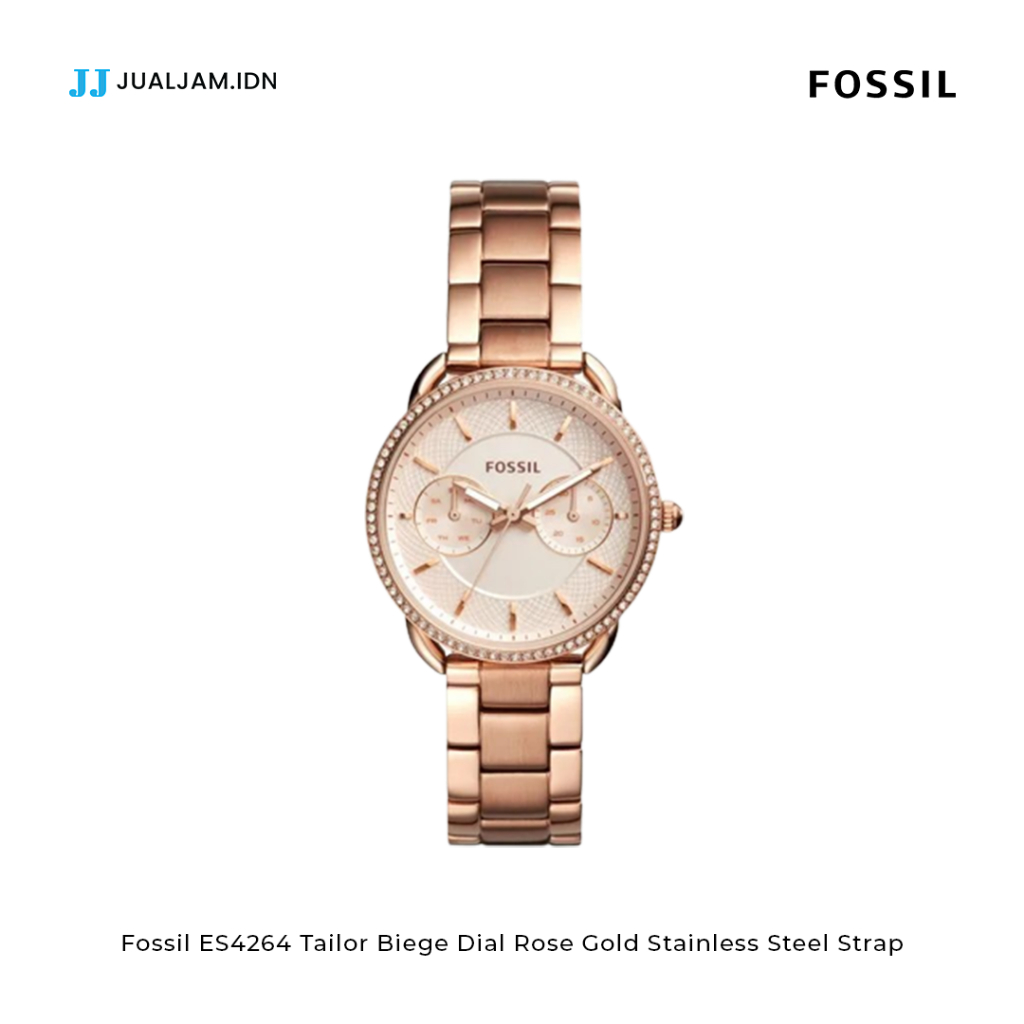 Jual Jam Tangan Wanita Fossil ES4264 Tailor Biege Dial Rose Gold ...