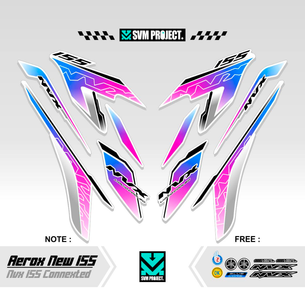 Jual STRIPING AEROX 155 NEW CONNECTED MOTIF 30 / COMBO COLOR / DASAR ...