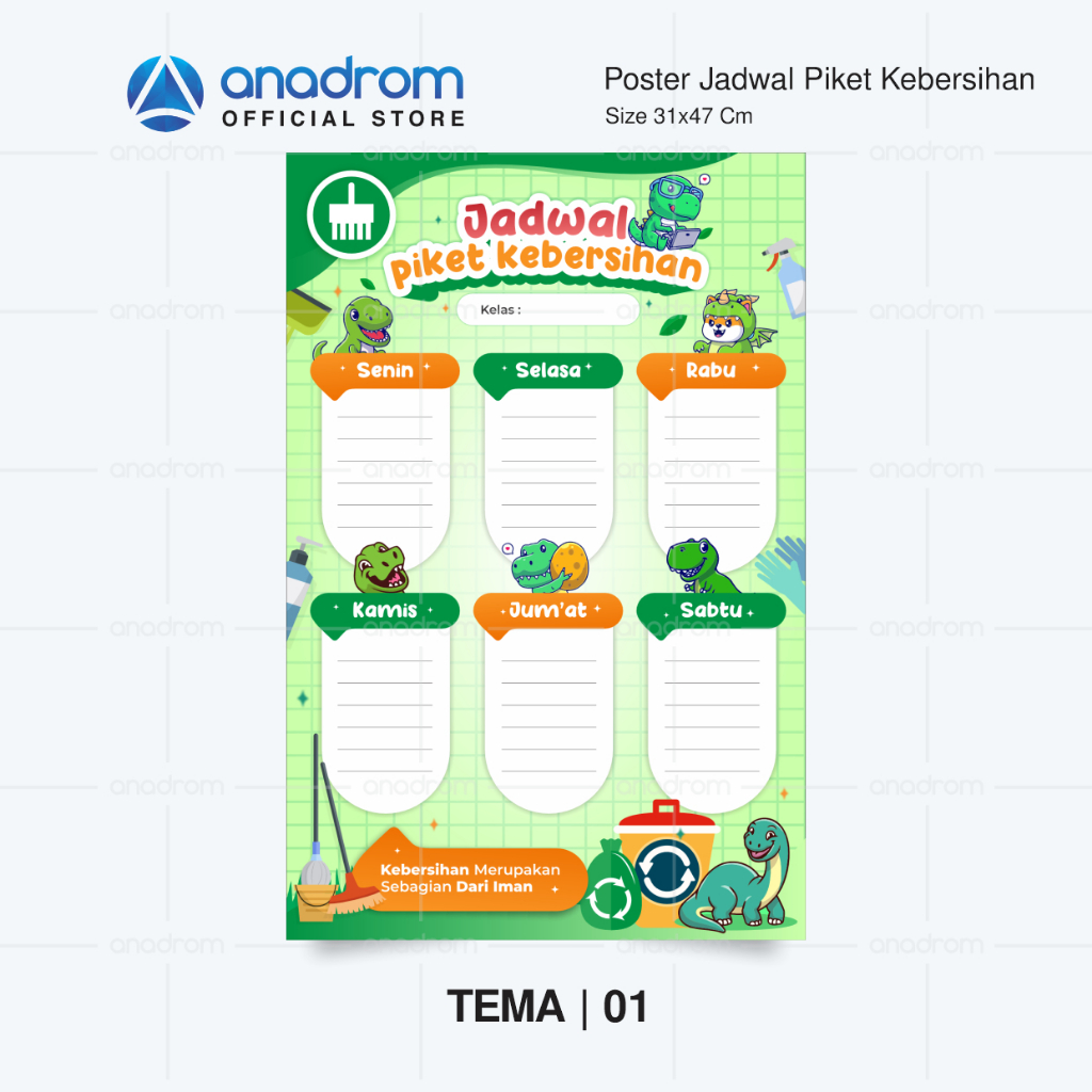 Jual Poster Jadwal Piket Kebersihan Kelas | Poster Piket Kelas | Poster ...