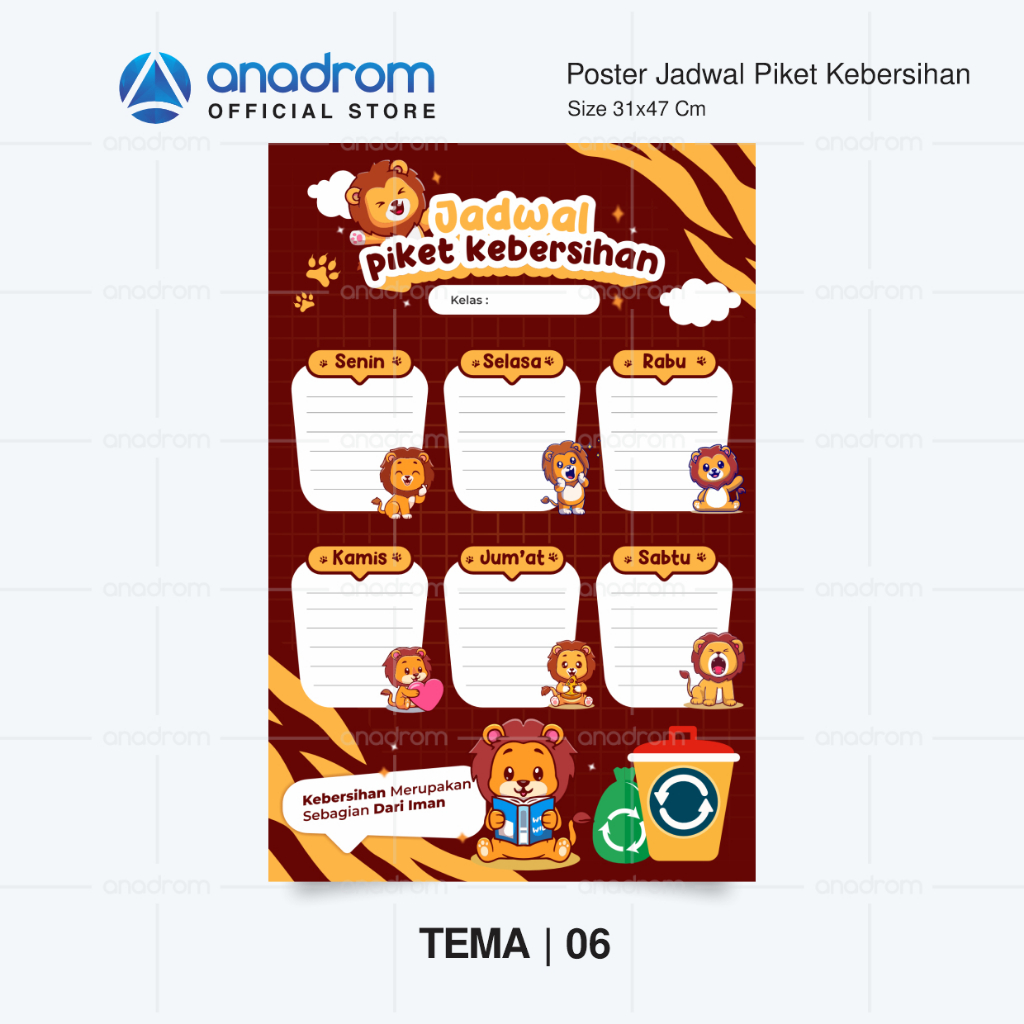 Jual Poster Jadwal Piket Kebersihan Kelas Poster Piket Kelas Poster Piket Sekolah Anadrom 