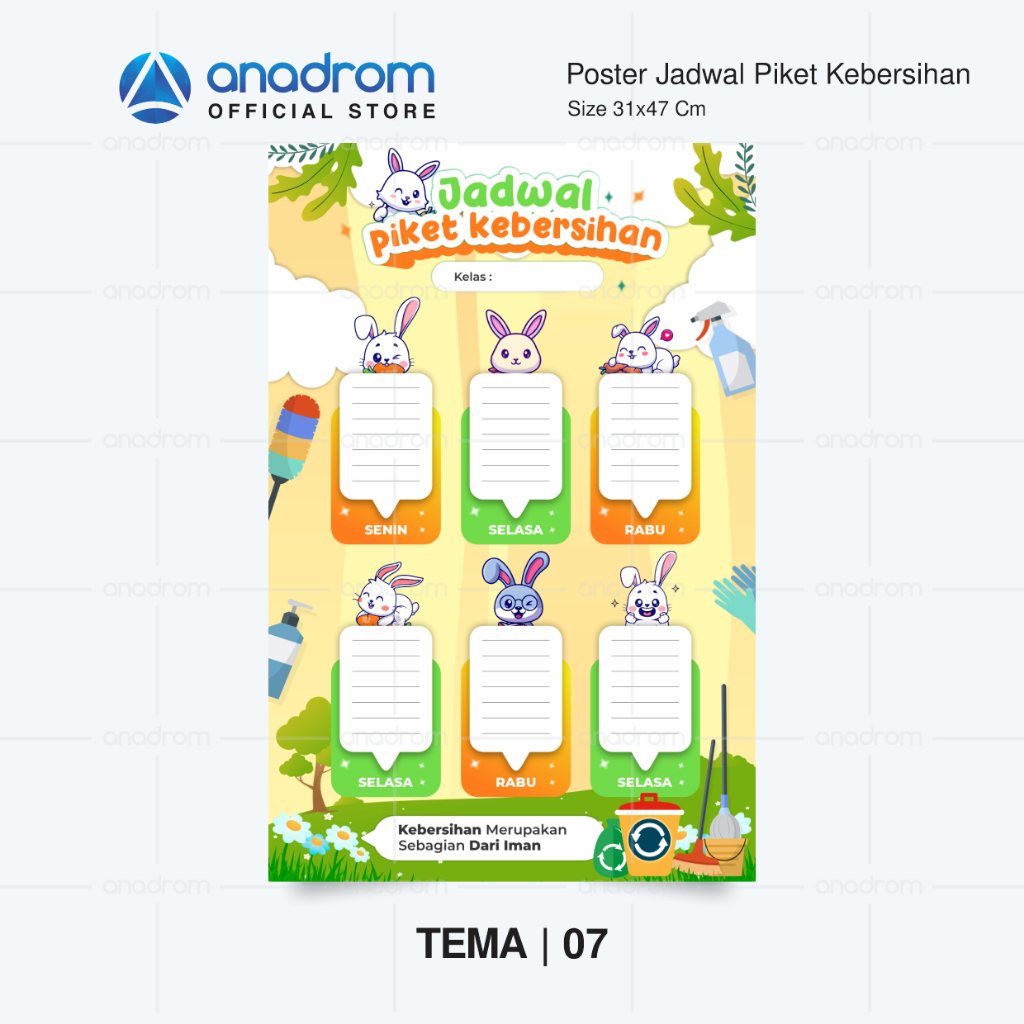 Jual Poster Jadwal Piket Kebersihan Kelas | Poster Piket Kelas | Poster ...