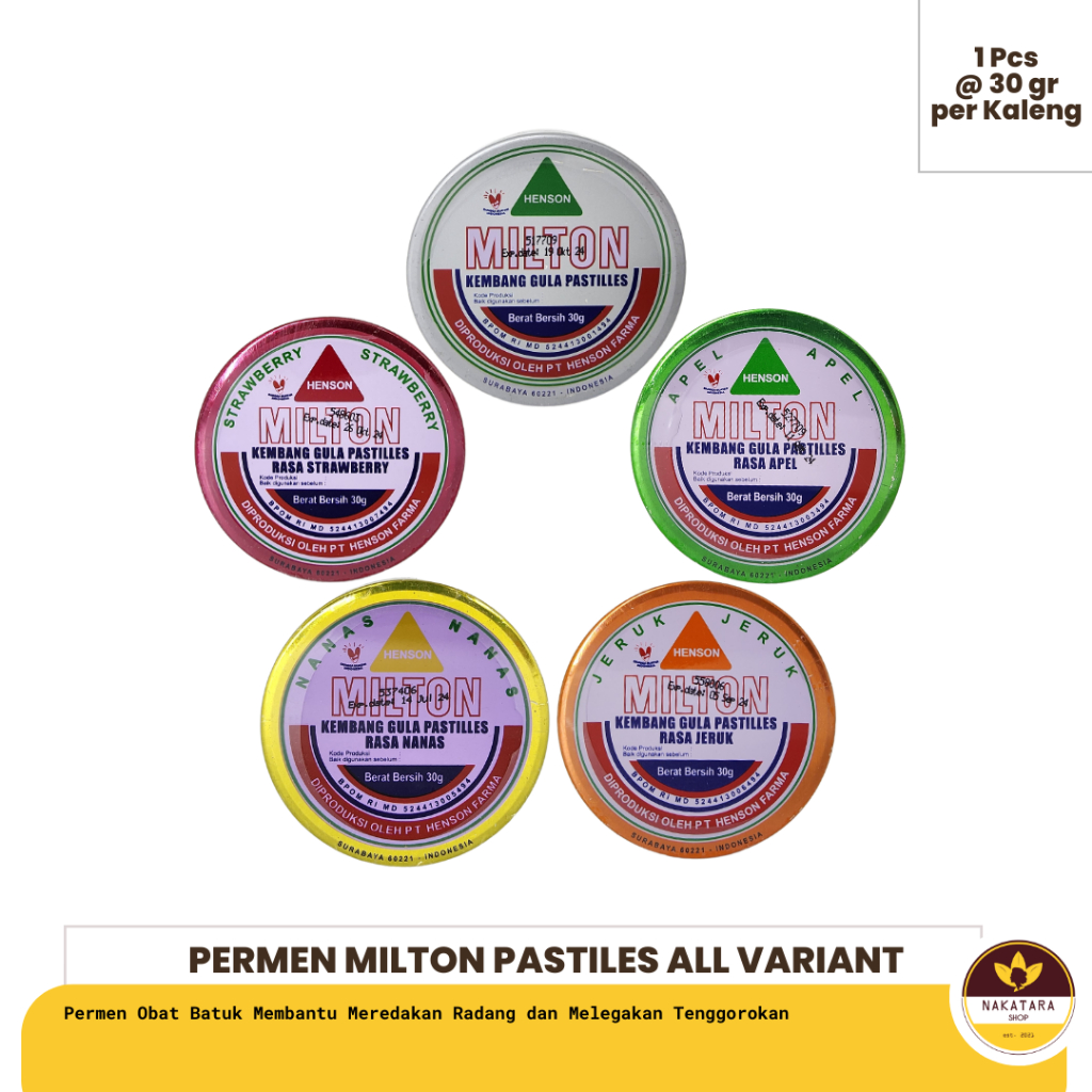 Jual PERMEN MILTON PASTILES ALL VARIANT KEMASAN KALENG UKURAN 30 GRAM ...