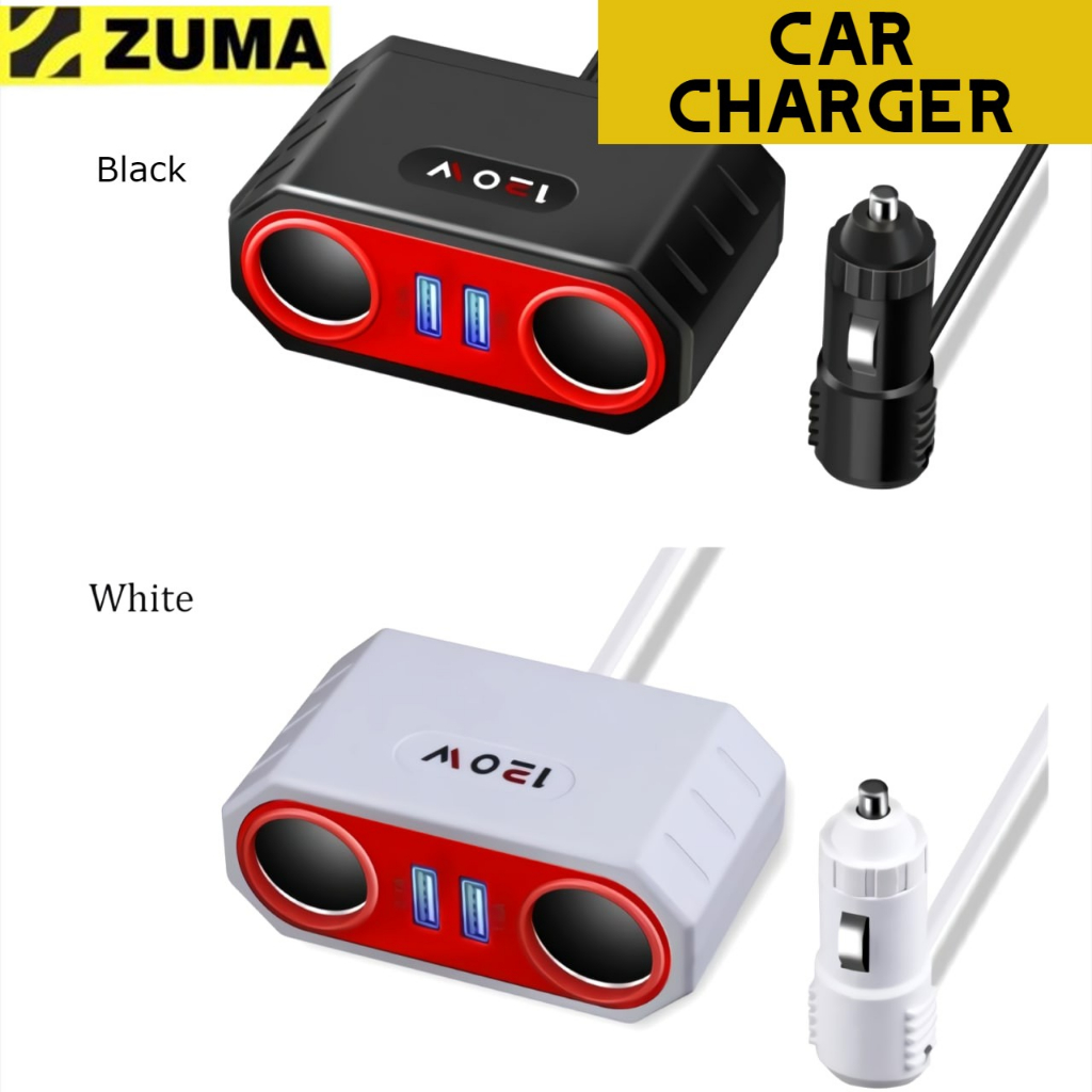 Jual Zuma Official / Car charger / Colokan Mobil Dual Socket Dual USB ...
