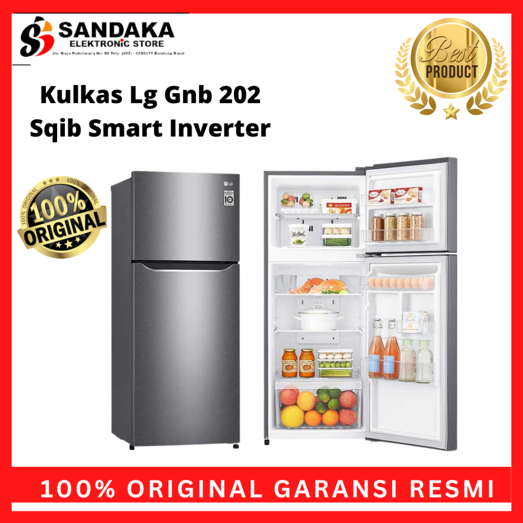 Jual Kulkas Lg Gnb 202 Sqib Smart Inverter Kulkas 2 Pintu | Shopee ...