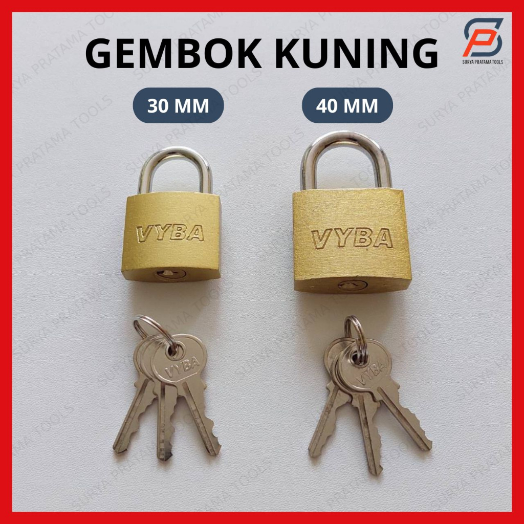 Jual Gembok Kuning 32mm 38mm VYBA Gembok Emas Kilat Tebal Pintu Pagar ...