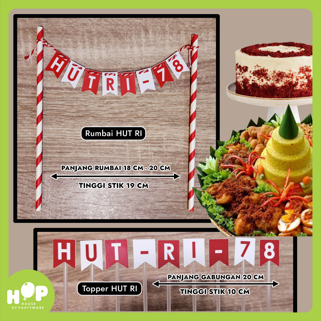 Jual Topper RUMBAI HUT RI Bendera Merah Putih 17 AGUSTUS hiasan Tumpeng ...