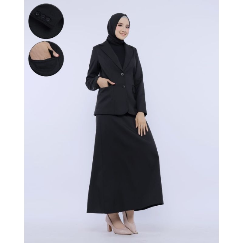 Jual Blazer Formal wanita Jas Kantor cewek Hitam rok A | Shopee Indonesia