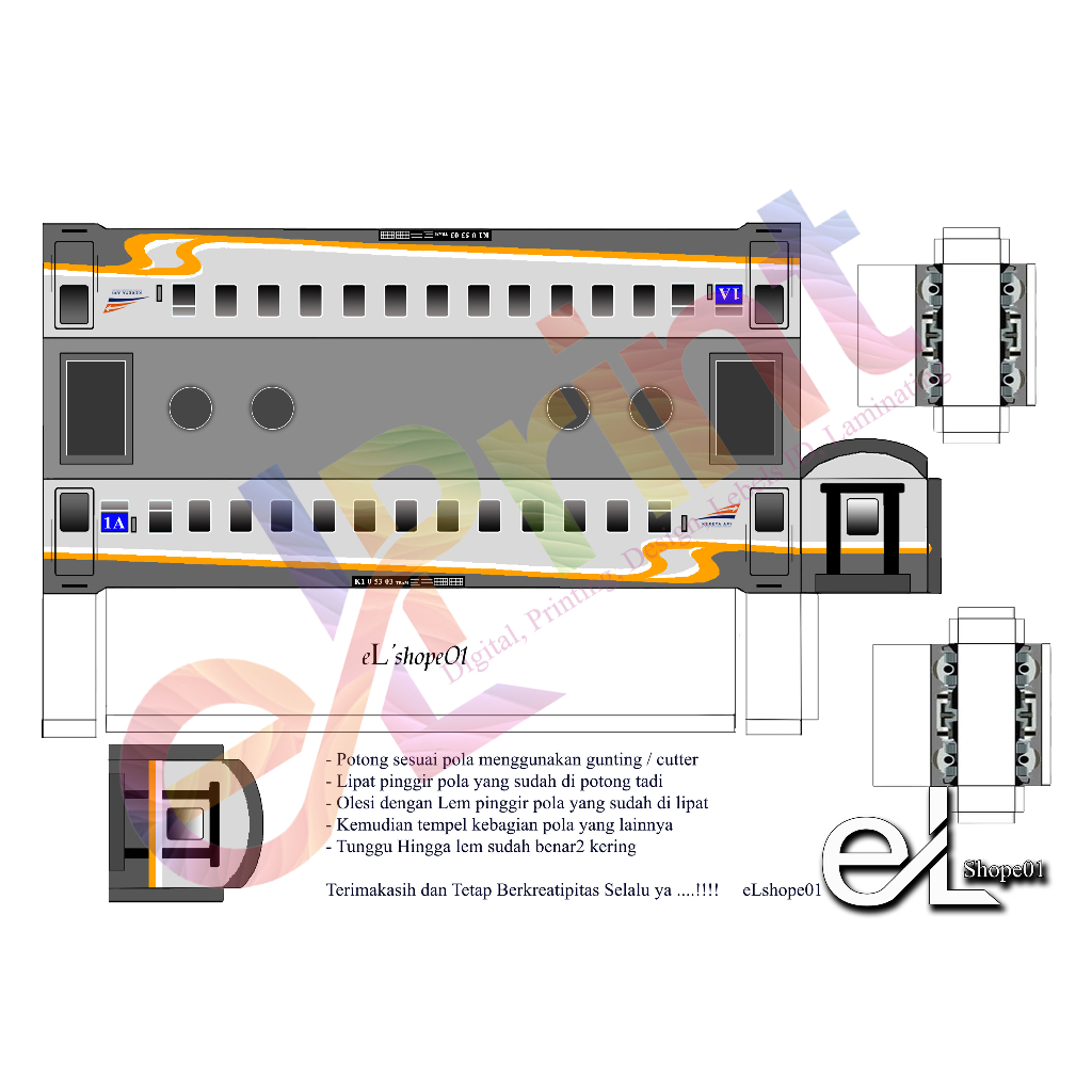 Jual Papercraft Pola Kereta Api Indonesia / Mainan Edukatif Anak ...