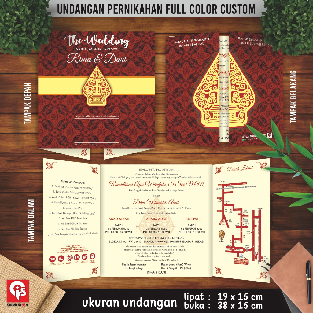 Jual Undangan Pernikahan Wayang Merah Maroon Bisa Tambah Foto dan ...