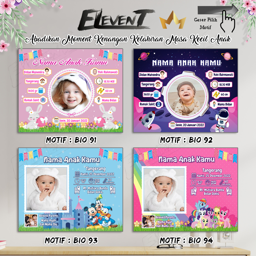 Jual Bikin Biodata Bayi Kayu 30x40cm Foto Gantung Hiasan Dinding ...