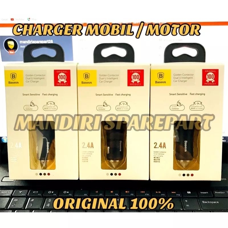 Jual Baseus charger mobil motor baseus golden contactor dual output ...