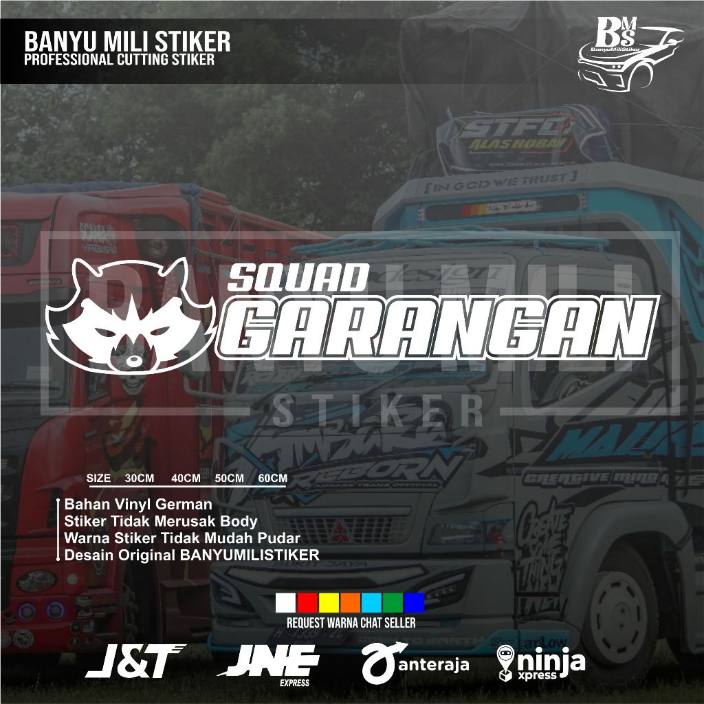 Jual Stiker mobil garangan squad stiker variasi kaca mobil pickup truk ...