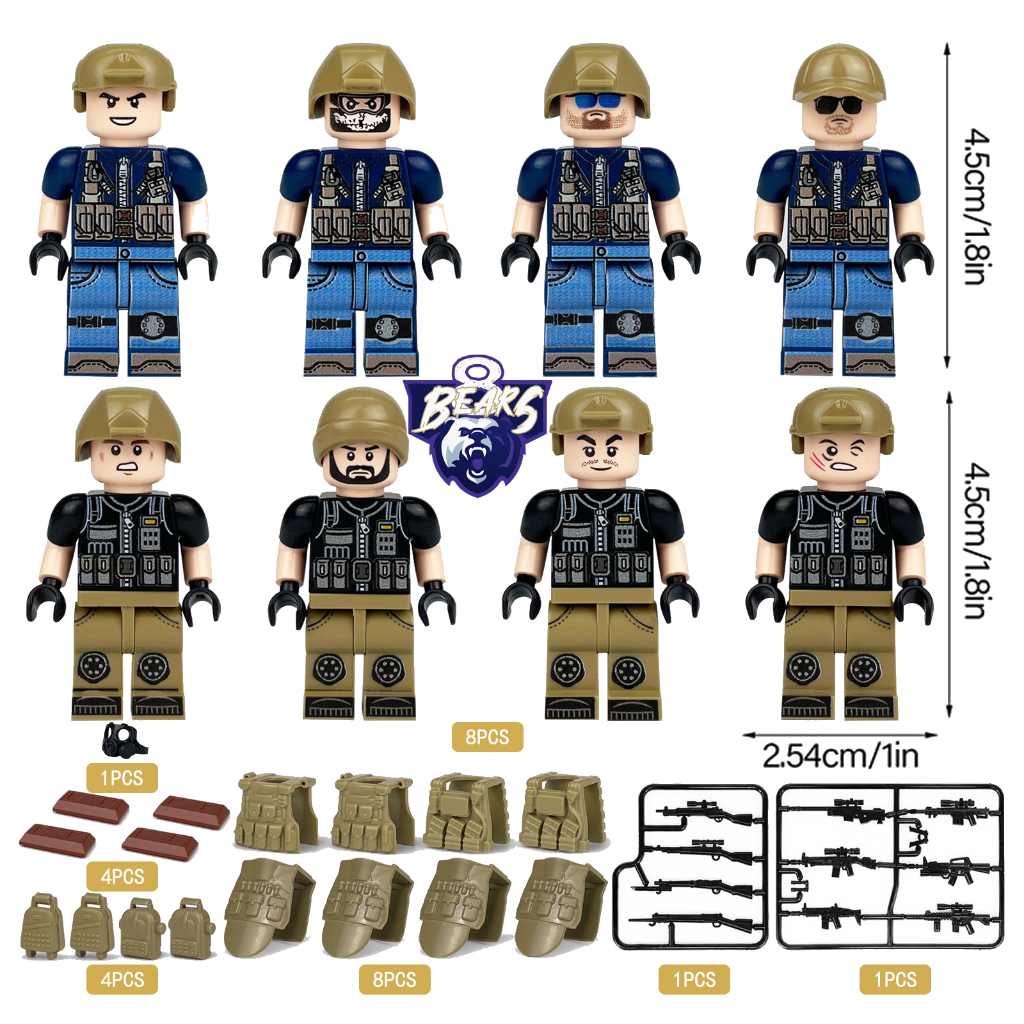 Jual Mainan Minifigure Military Swat Team Guns WW2 Building Blocks ...