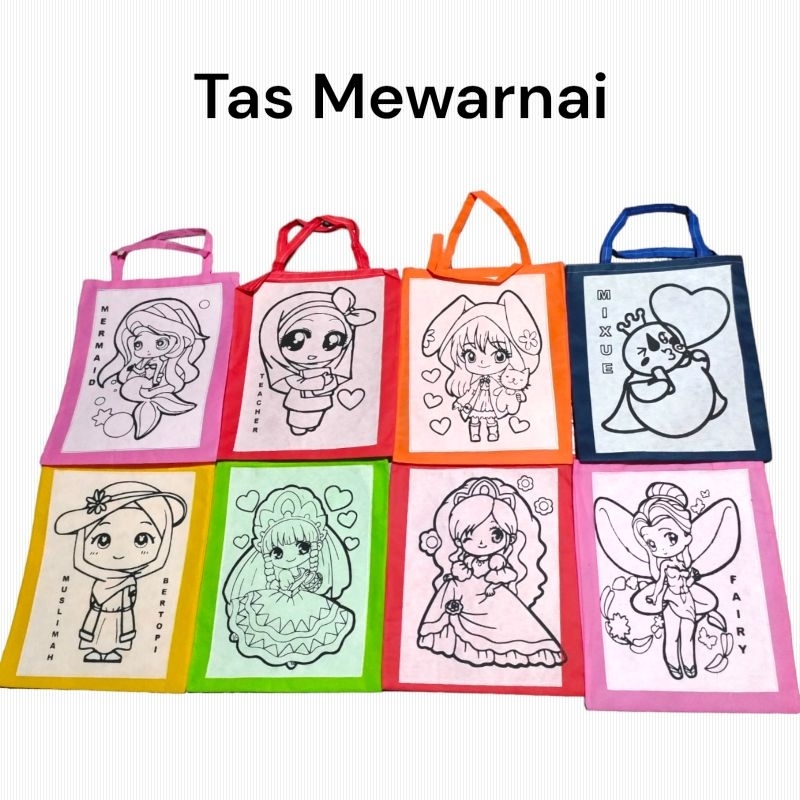 Jual Tas Mewarnai Anak/ Tas Lukis/ Totebag/ Souvenir/ Ultah/Tas ...