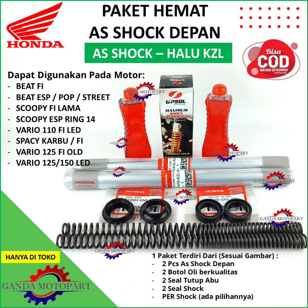 Jual Paketan As Shock Depan Beat Fi Scoopy Fi Spacy Fi Karbu Vario 110 ...