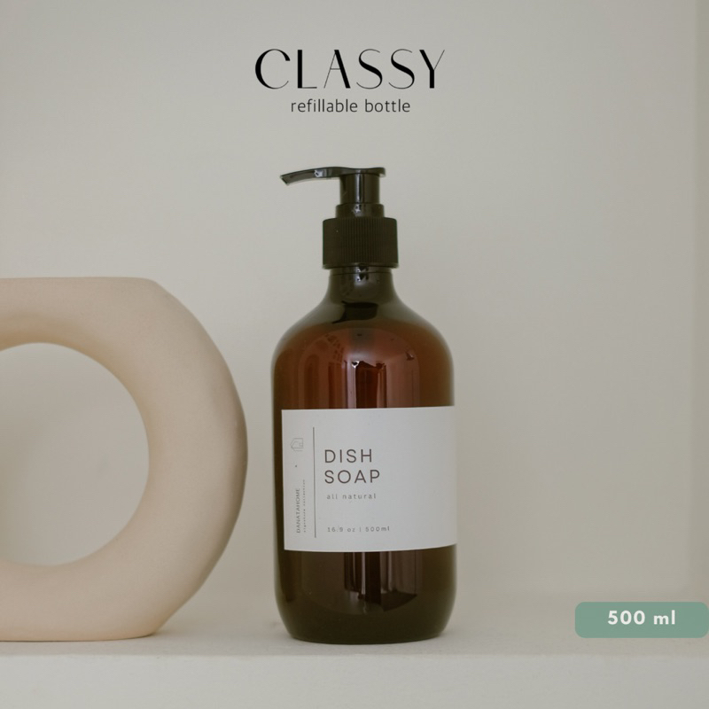 Jual Botol pump refill aesthetic botol amber 500ml botol isi ulang ...