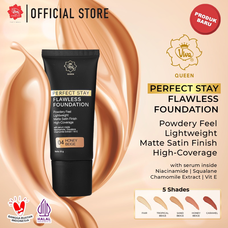 Jual Viva Queen Perfect Stay SERUM Flawless Foundation with NIACINAMIDE ...