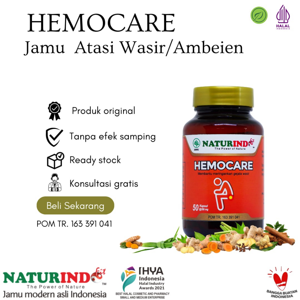 Jual Obat Herbal Spesial Mengatasi Wasir/Ambeien Melancarkan BAB Berdarah HEMOCARE Naturindo ...