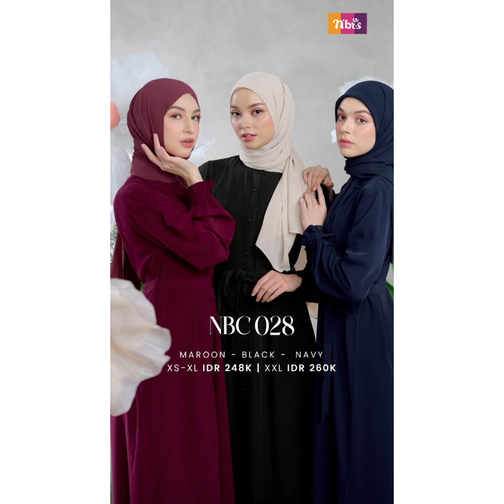 Jual Nibras NBC 028 Black Maroon Navy Material Carina Gamis / Dress ...