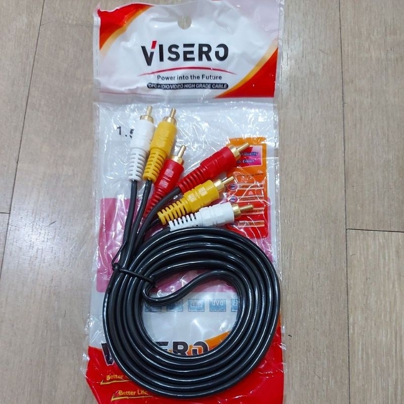 Jual Kabel RCA 3-3 1.5M Hitam Visero / Klop | Shopee Indonesia