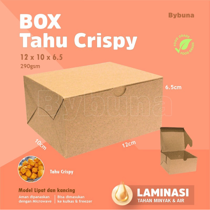 Jual Dus Box Tahu Crispy 10 x 12 x 6,5 Kraft Laminasi Dus Tahu | Shopee ...