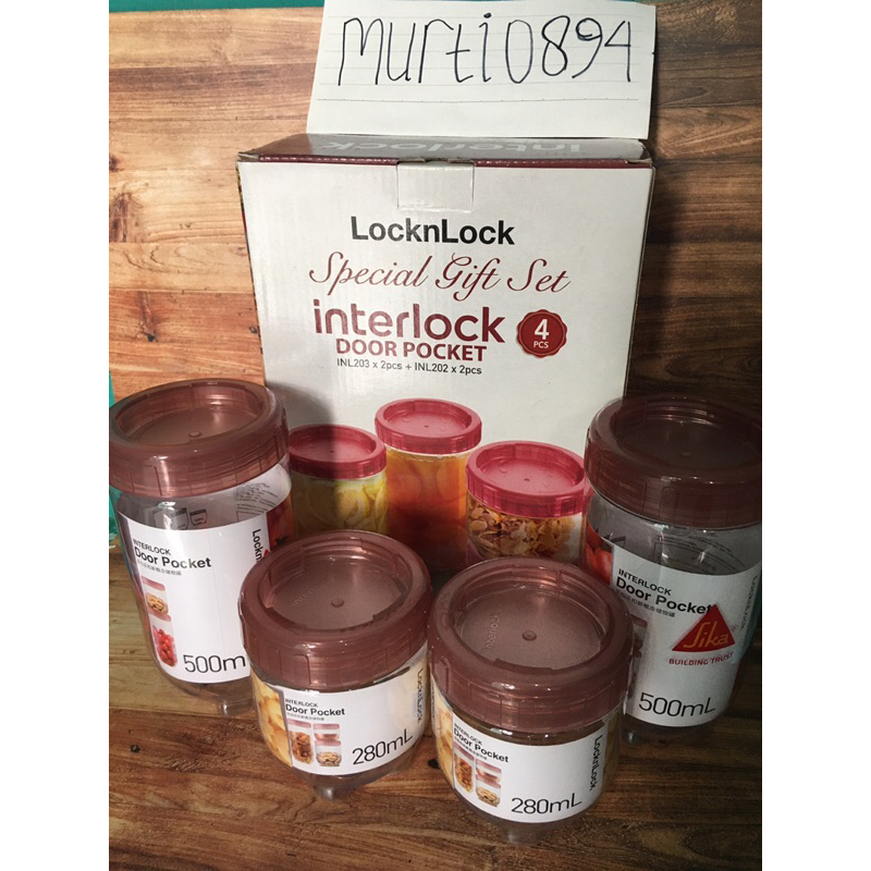 Jual Lock n Lock Interlock Door Pocket Gift 500ml & 200ml (isi 4 pcs ...