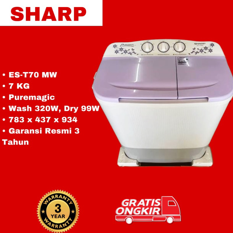 Jual Sharp Mesin Cuci 2 Tabung EST-70MW 7KG (Free Ongkir Serang Banten ...