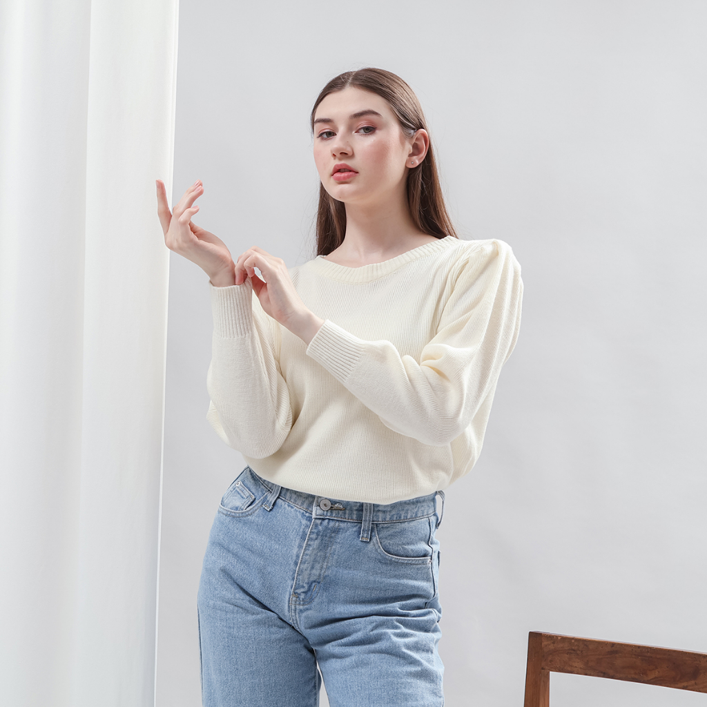 Jual NIGOO Kara Puff Knit Top Atasan Rajut | Shopee Indonesia