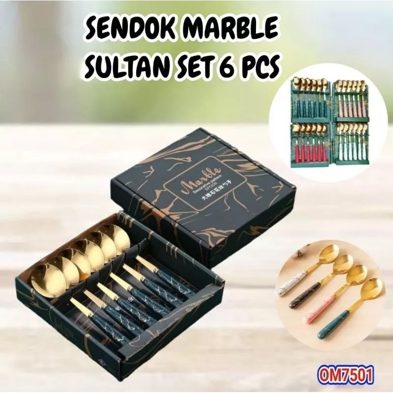 Jual SET 6PCS SENDOK MARBLE SULTAN / GOLDEN SPOON MARBLE / SENDOK EMAS ...