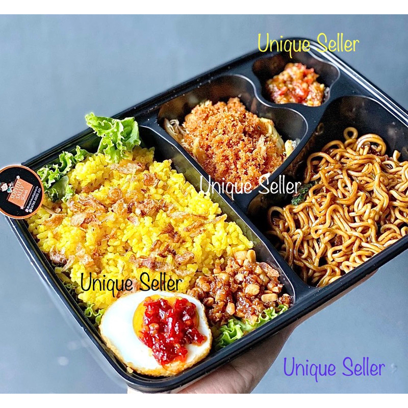 Jual [Isi50] Mika Box Bento Sekat 4 Bintang Hitam (Alas+Tutup) / Tray ...
