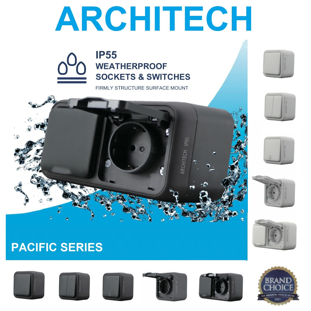 Jual ARCHITECH SAKLAR WARTERPROOF V12 BLACK SERIES STOP KONTAK OUTDOOR ...